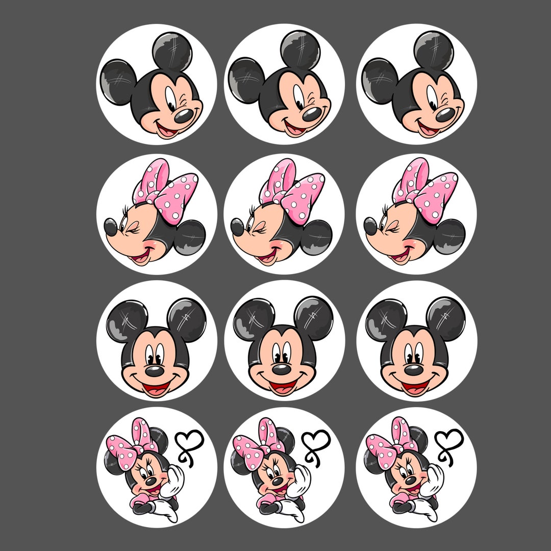 MICKEY MINNIE HEAD Cupcake Topper, Mickey Minnie Edible Image, Mickey ...