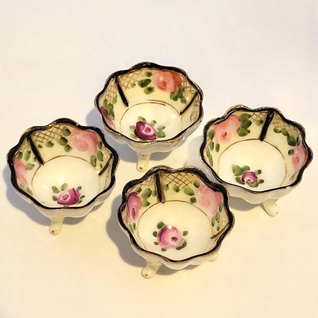 Vintage Hand Painted Salt Cellars, Set of 4 Individual Salt Dips to Use ...
