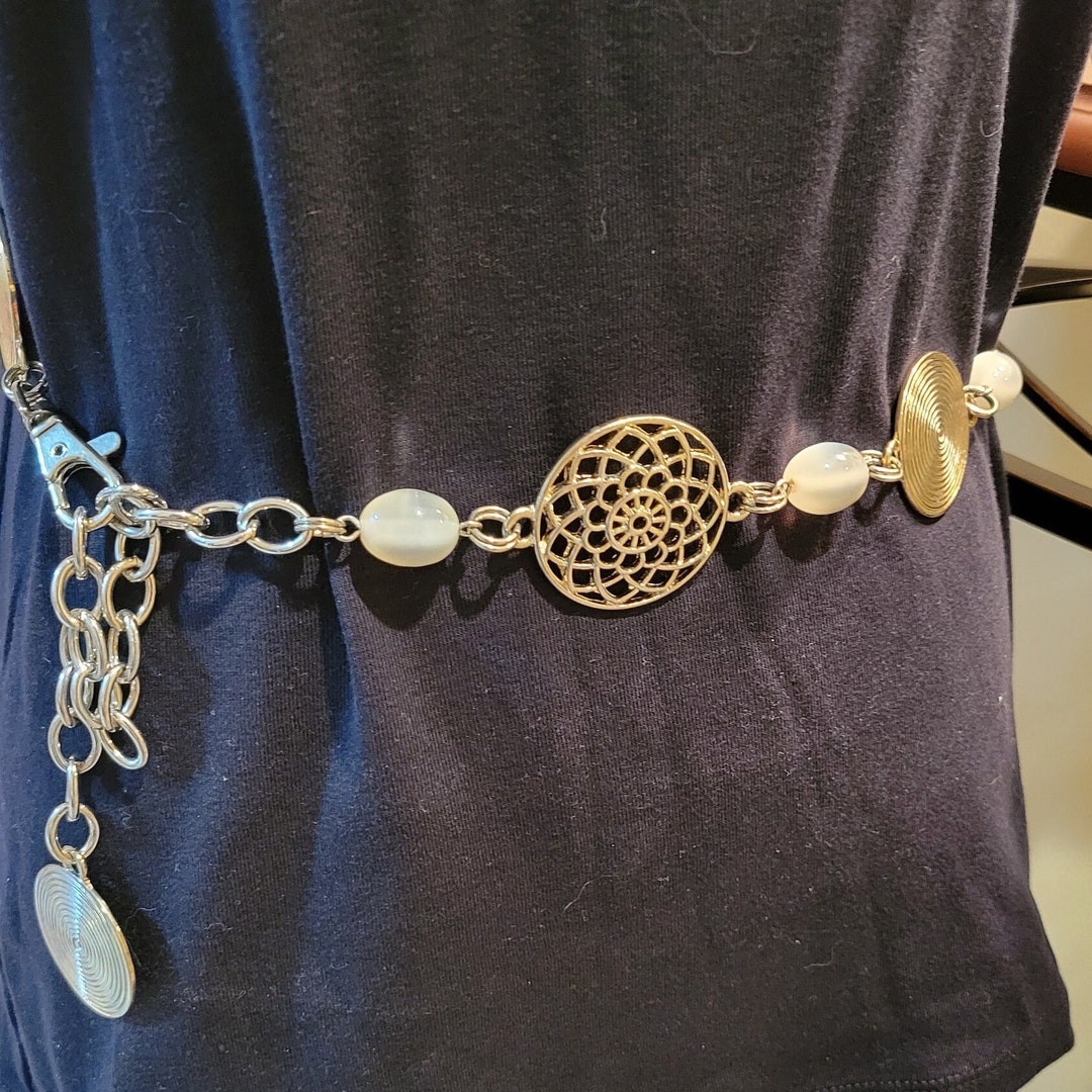 1970s Chain Link Belt, Vintage Gold Tone Round Links With Both Open ...