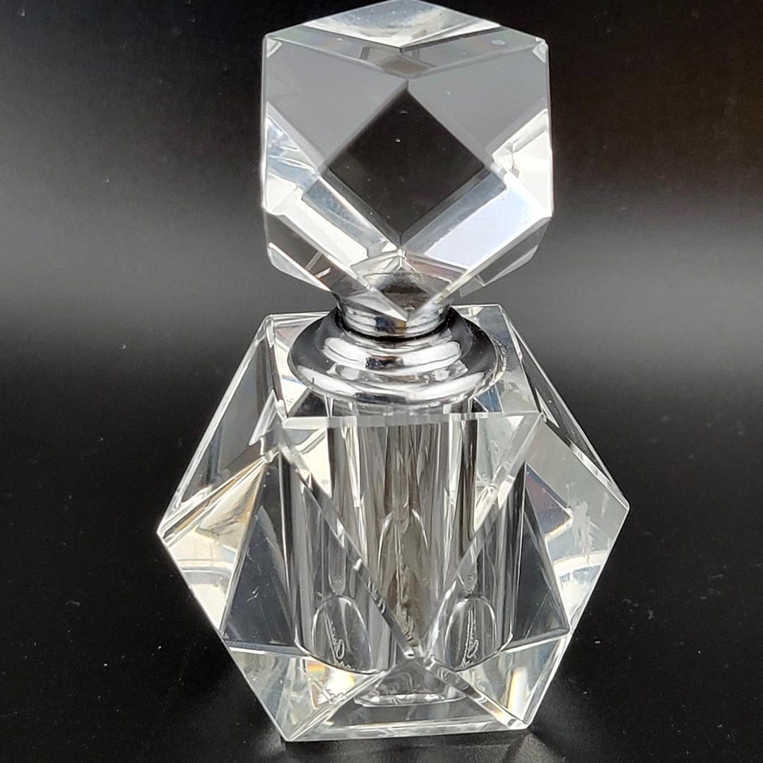 Vintage Perfume Bottle, Heavy Clear Crystal With Dabber, Screw-on Top ...