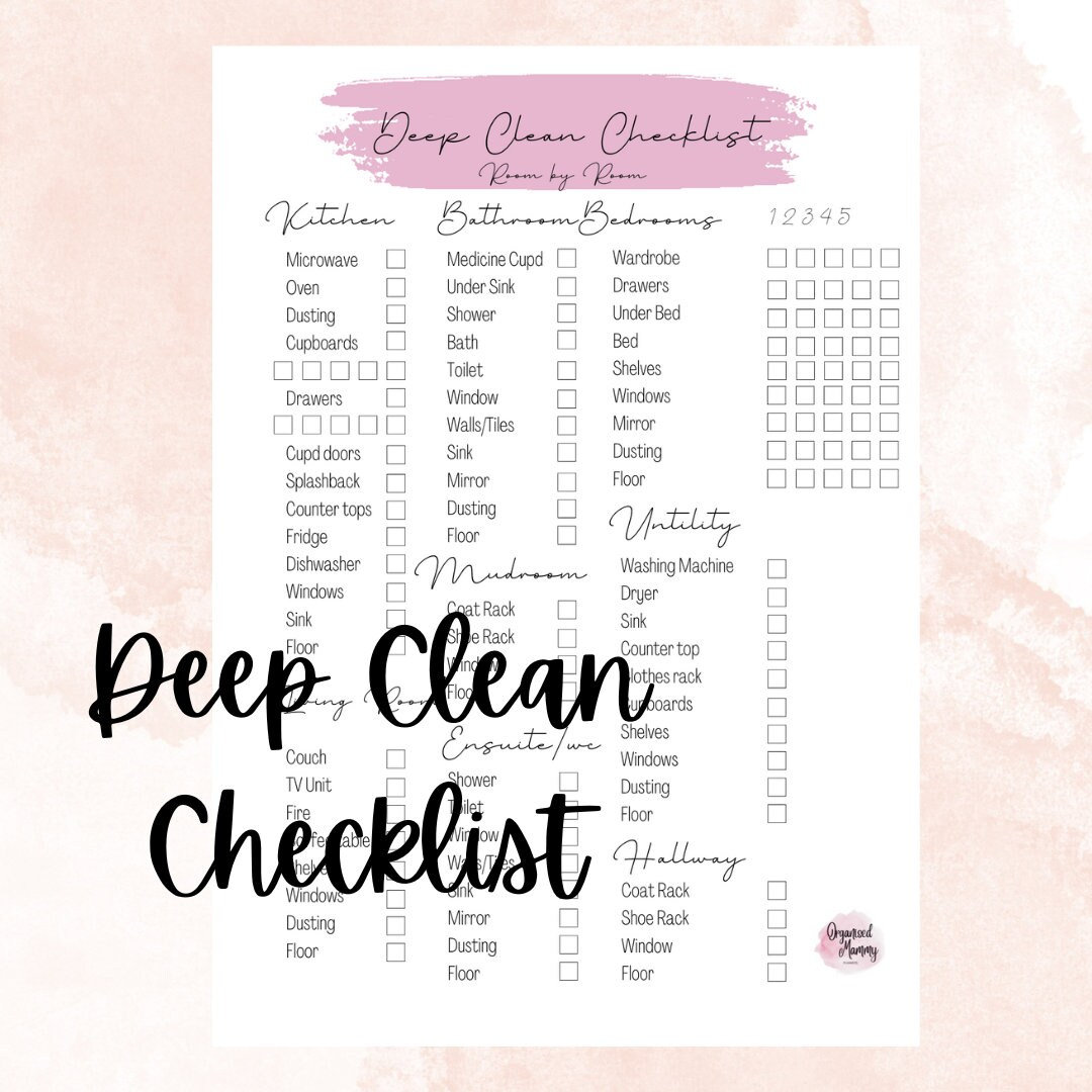 Deep Clean Checklist - Etsy