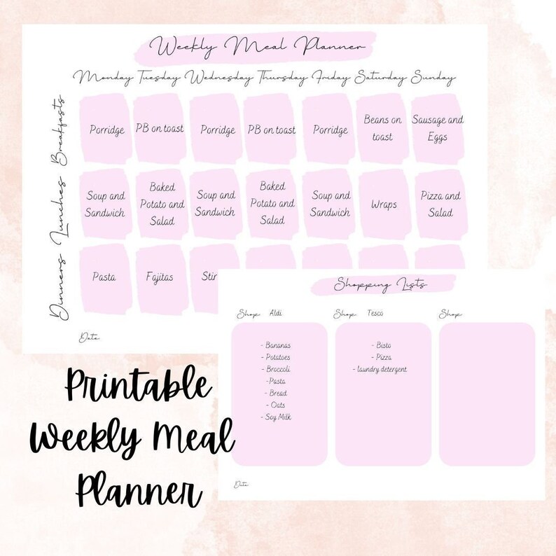 Simple Weekly Meal Planner (printable) Digital Download - Etsy