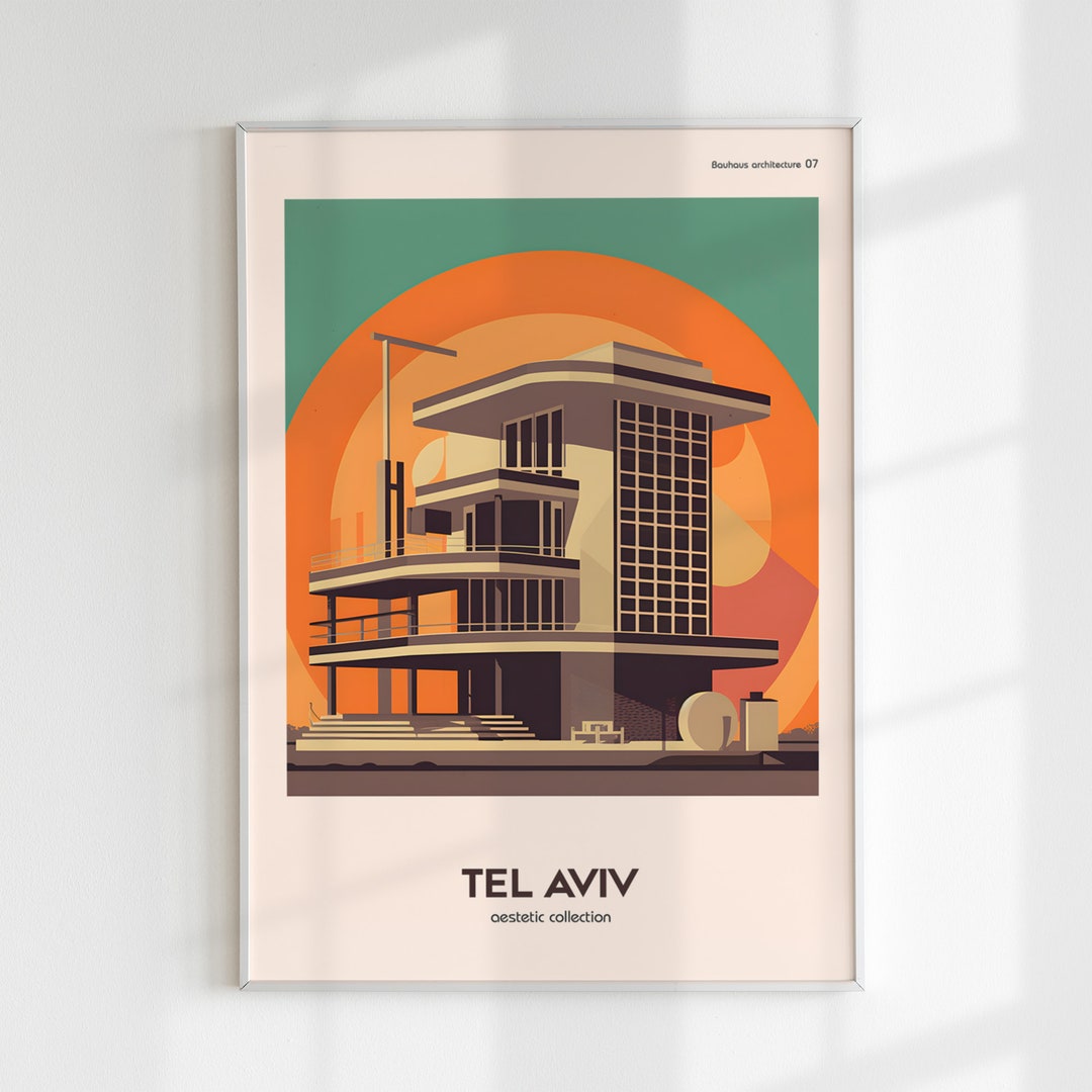 Impresión artística de la arquitectura Bauhaus de Tel Aviv: decoración ...