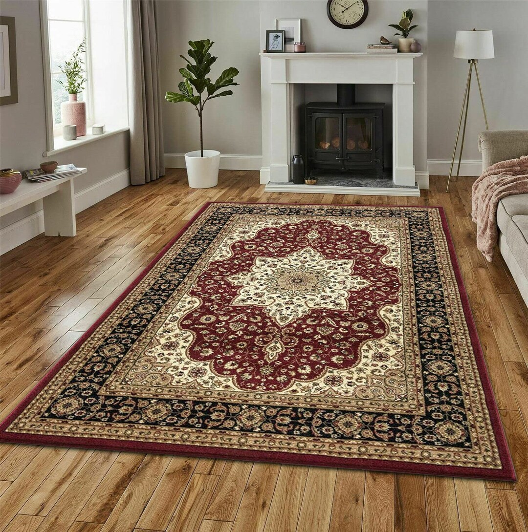 Large Red Traditional Rugs Medallion Design for Bedroom Livingroom ...