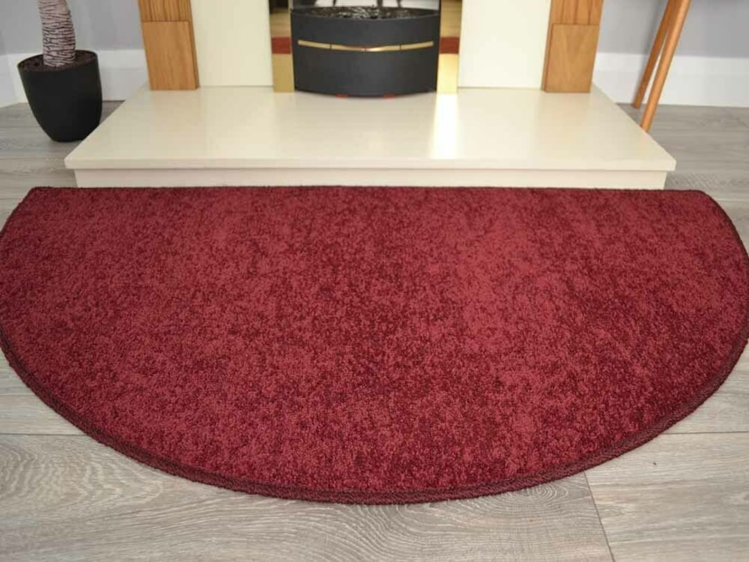 Wine Half Moon Semi Circle Rug Plain Modern Colours Soft Pile Floor ...