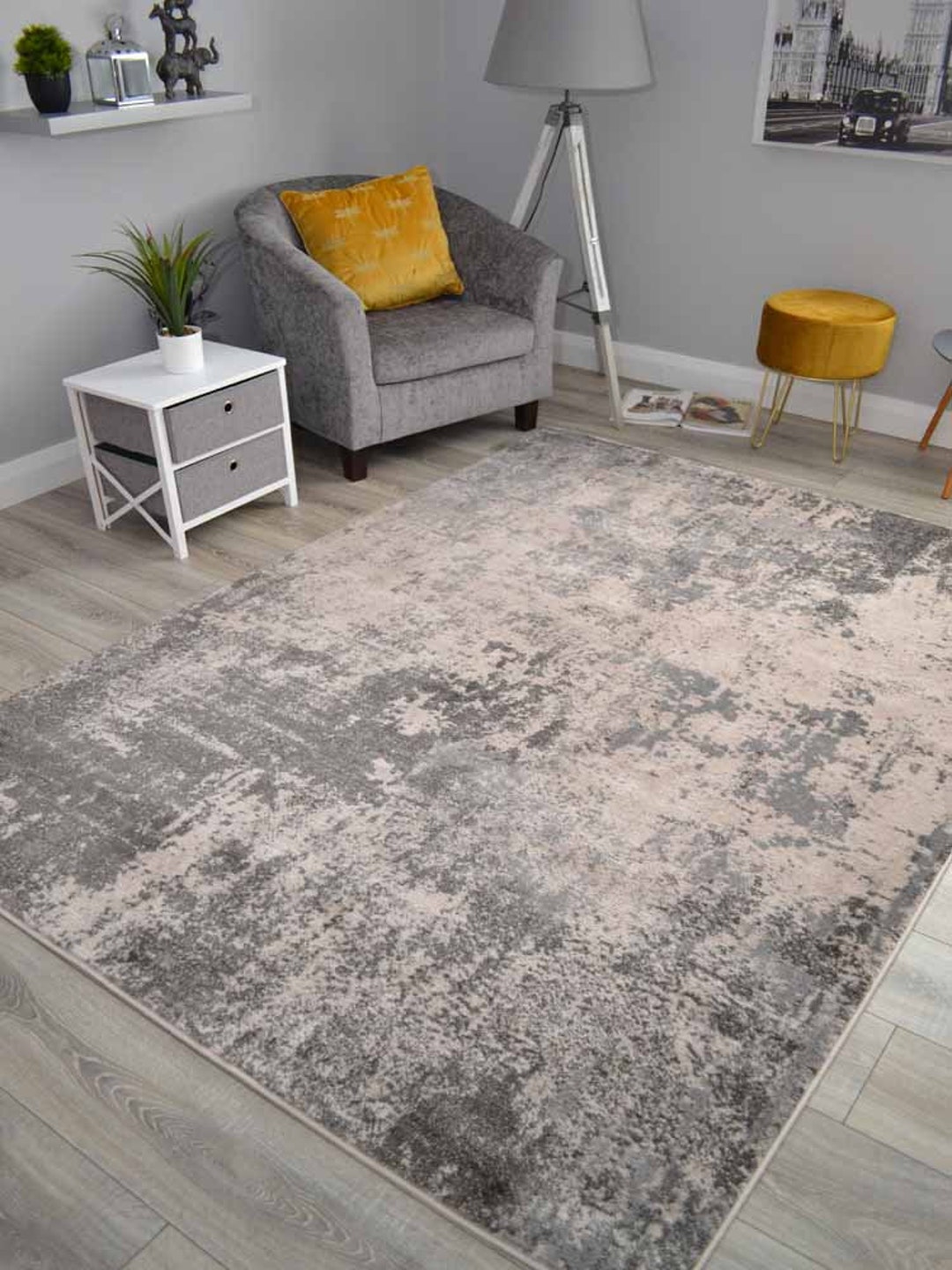 Modern Soft Thick Grey Soho Area Rugs Small Extra Large Luxurious Easy ...