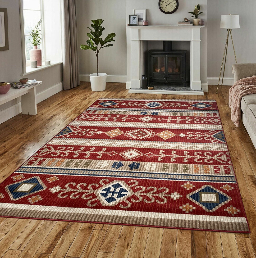 Terracotta Aztec Rugs Tribal Designs Warm Colourful Moroccan Floor Rug ...