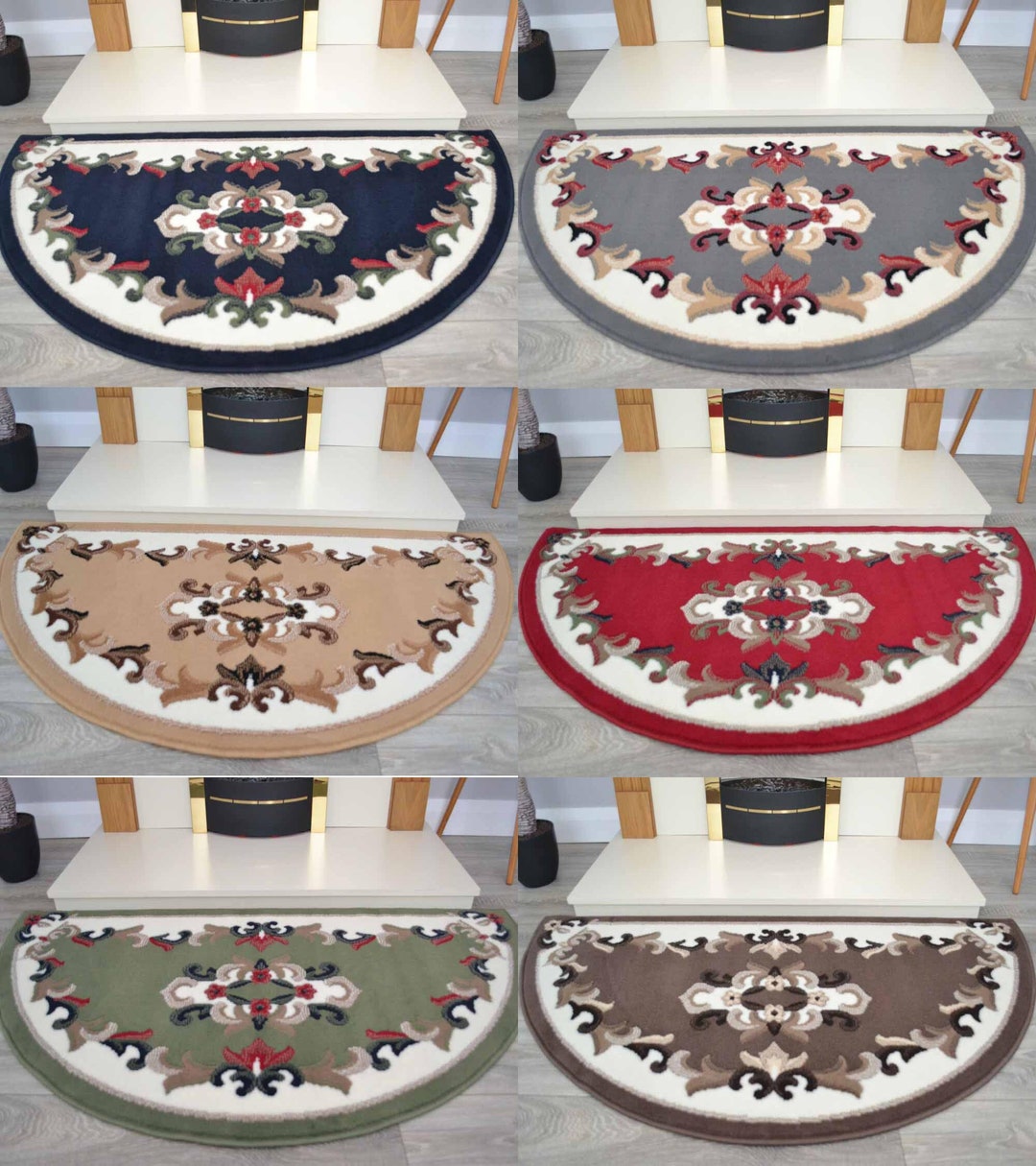 Half Circle Rug Semi Circle Rugs Round Moon Hearth Floral Pattern ...