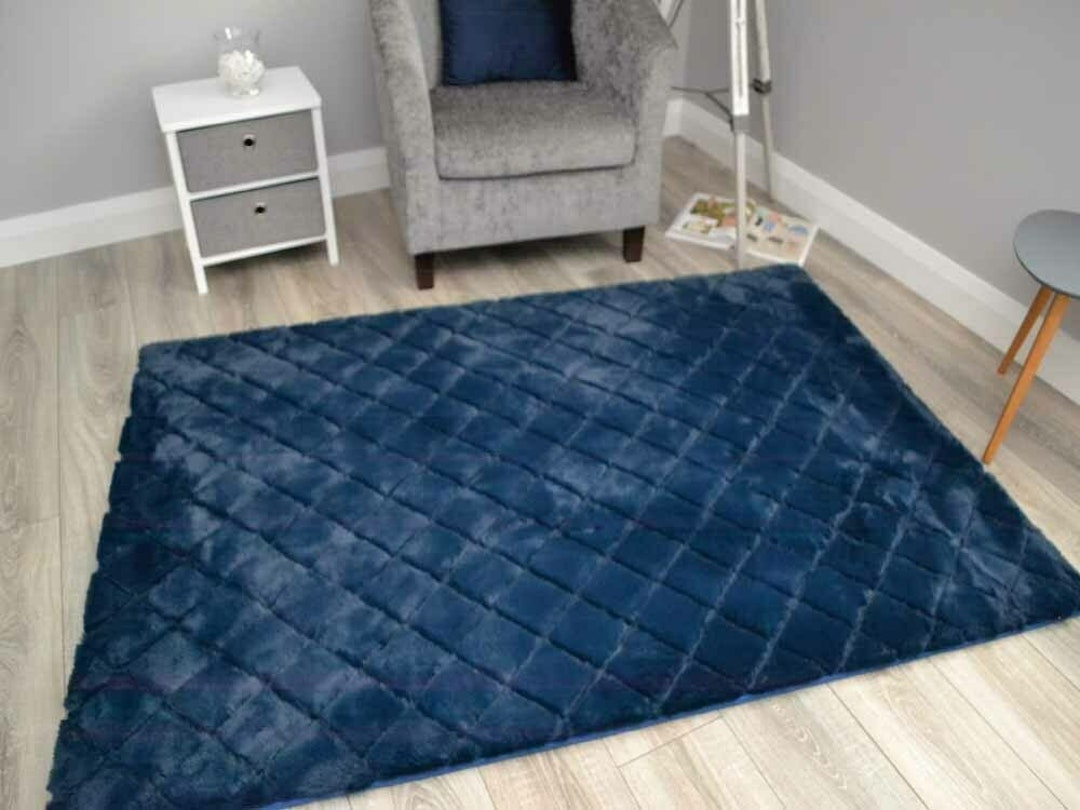 Faux Rabbit Fur Navy Dark Blue Rug Ultra Soft Teddy Wool Thick - Etsy UK