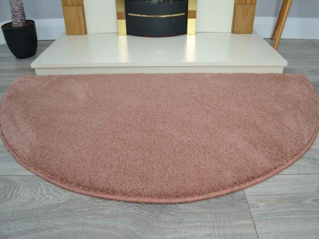 Half Moon Semi Circle Pink Rug Plain Modern Colours Soft Pile Floor ...