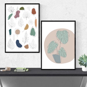 Flower Wall Art Set of 3 Printable Posters. Modern Simple Wall Art ...