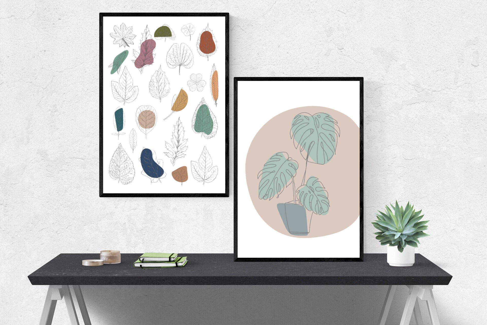 Flower Wall Art Set of 3 Printable Posters. Modern Simple Wall Art ...