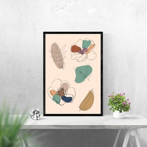 Flower Wall Art Set of 3 Printable Posters. Modern Simple Wall Art ...