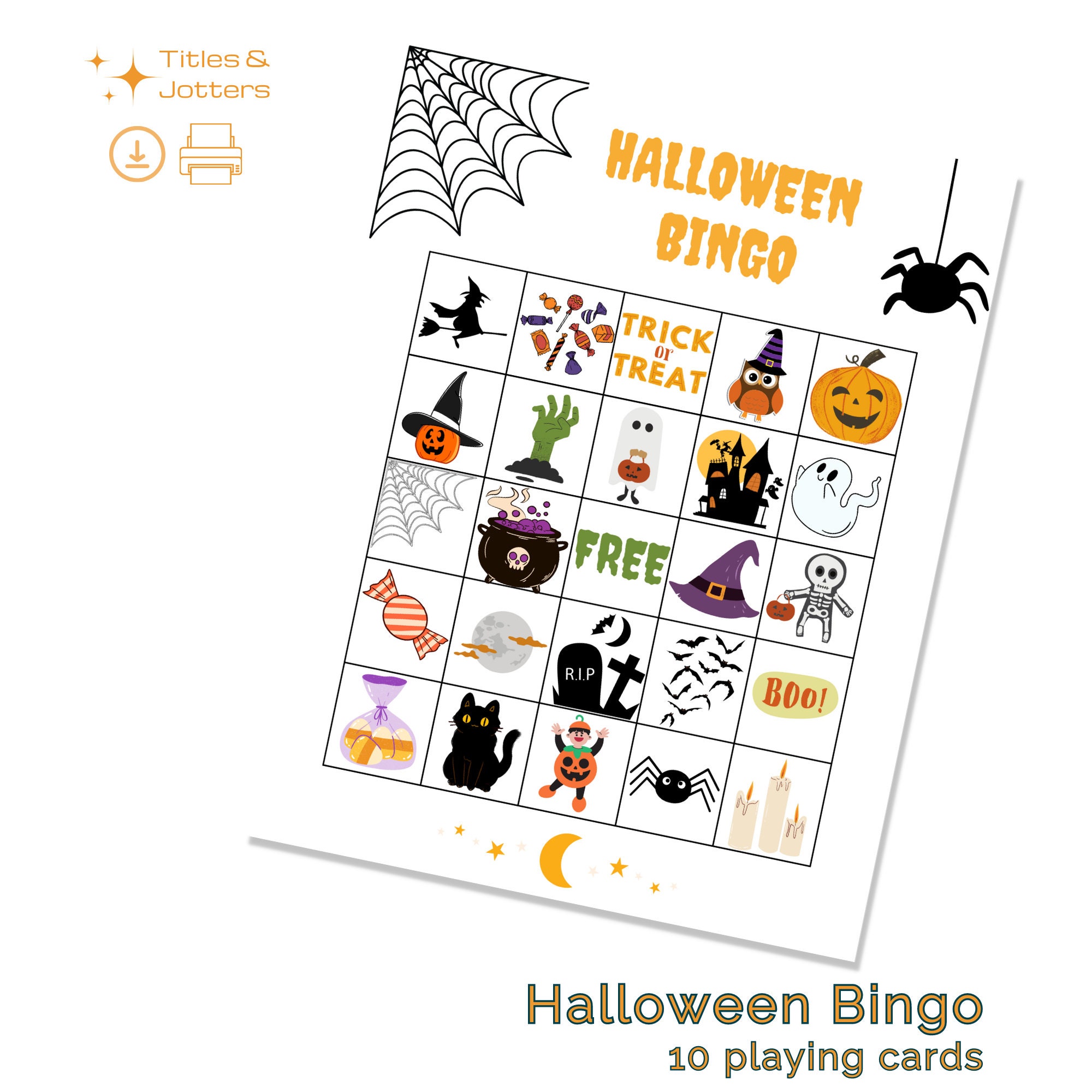 Printable Bingo, Halloween Bingo Game for Kids, Class Party Game ...