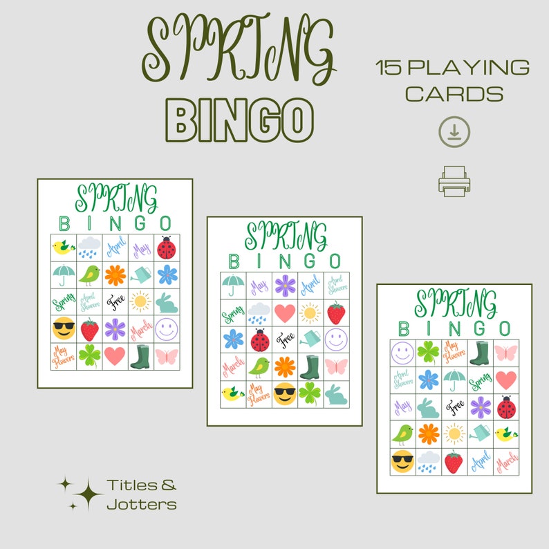 Printable Spring Bingo Cards, Printable Game for Kids, Family Game ...