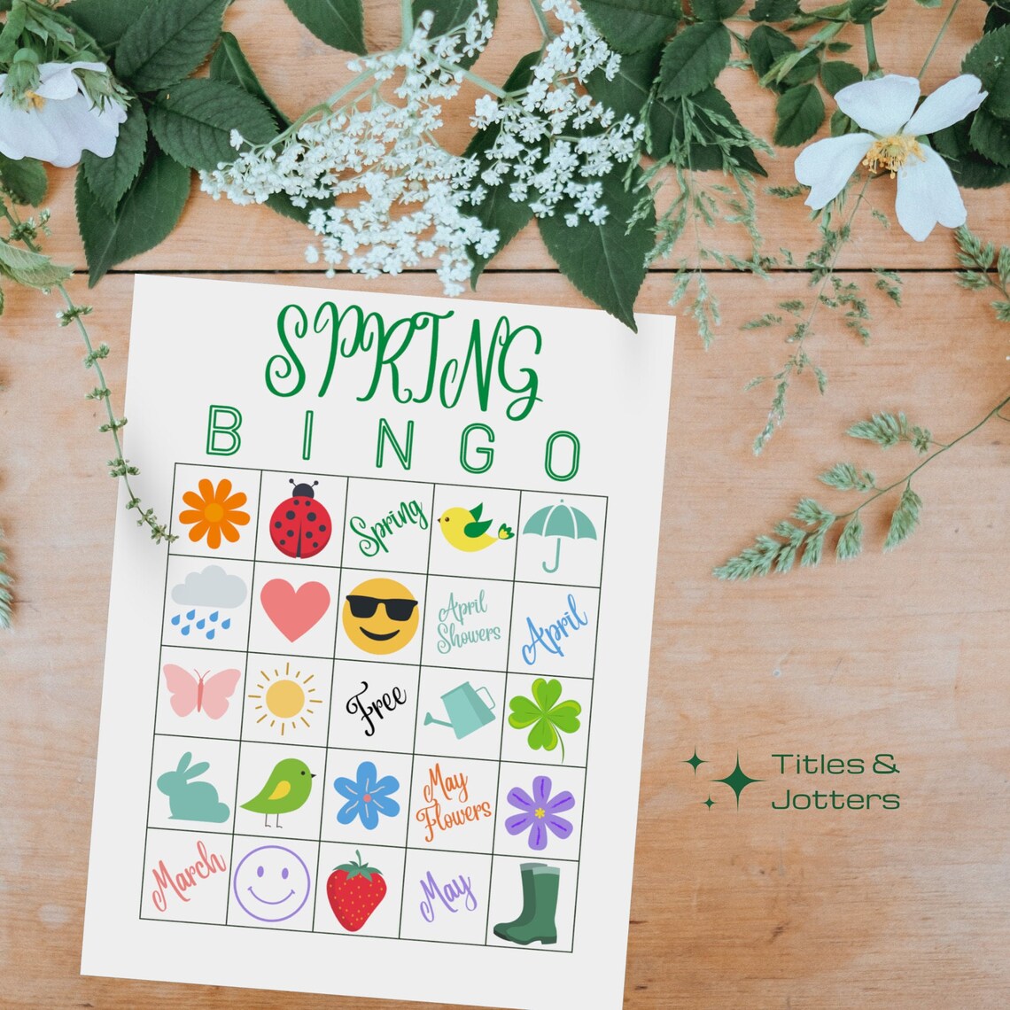 Printable Spring Bingo Game for Kids, Family Game Night, Bingo Game Set ...