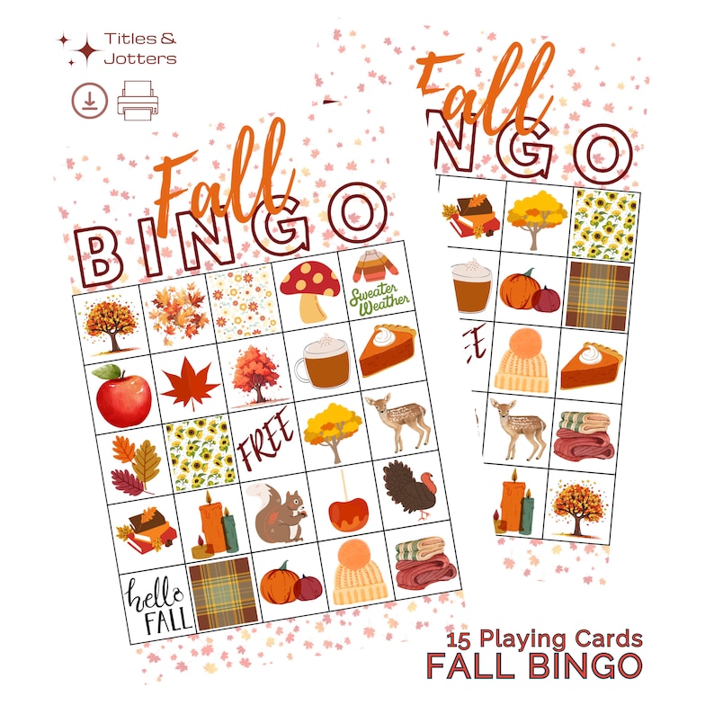Printable Fall Bingo, Game for Kids, Fall Party Games, Fall Printable ...