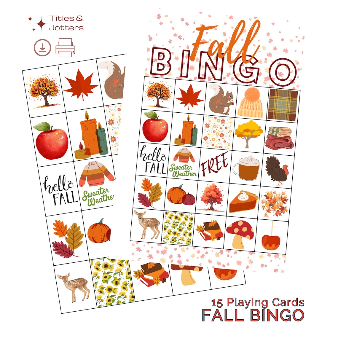 Printable Fall Bingo, Game for Kids, Fall Party Games, Fall Printable ...
