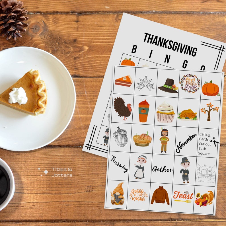 Printable Bingo for Thanksgiving, Printable Game for Kids, Thanksgiving ...