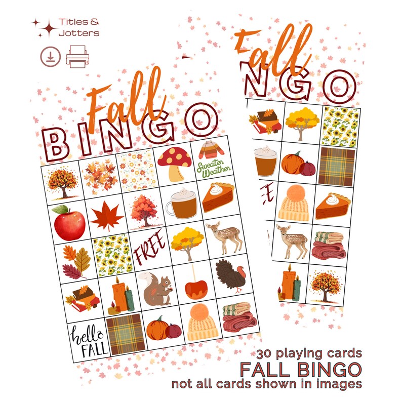 Printable Bingo for Fall, Printable Game for Kids, Fall Party Games ...