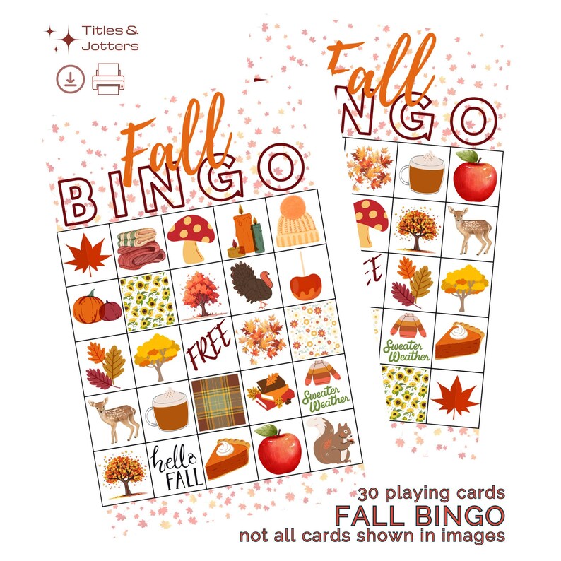 Printable Bingo for Fall, Printable Game for Kids, Fall Party Games ...