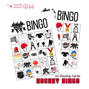 Printable Hockey Bingo, Hockey Bingo for Team Parties, 20 Players ...
