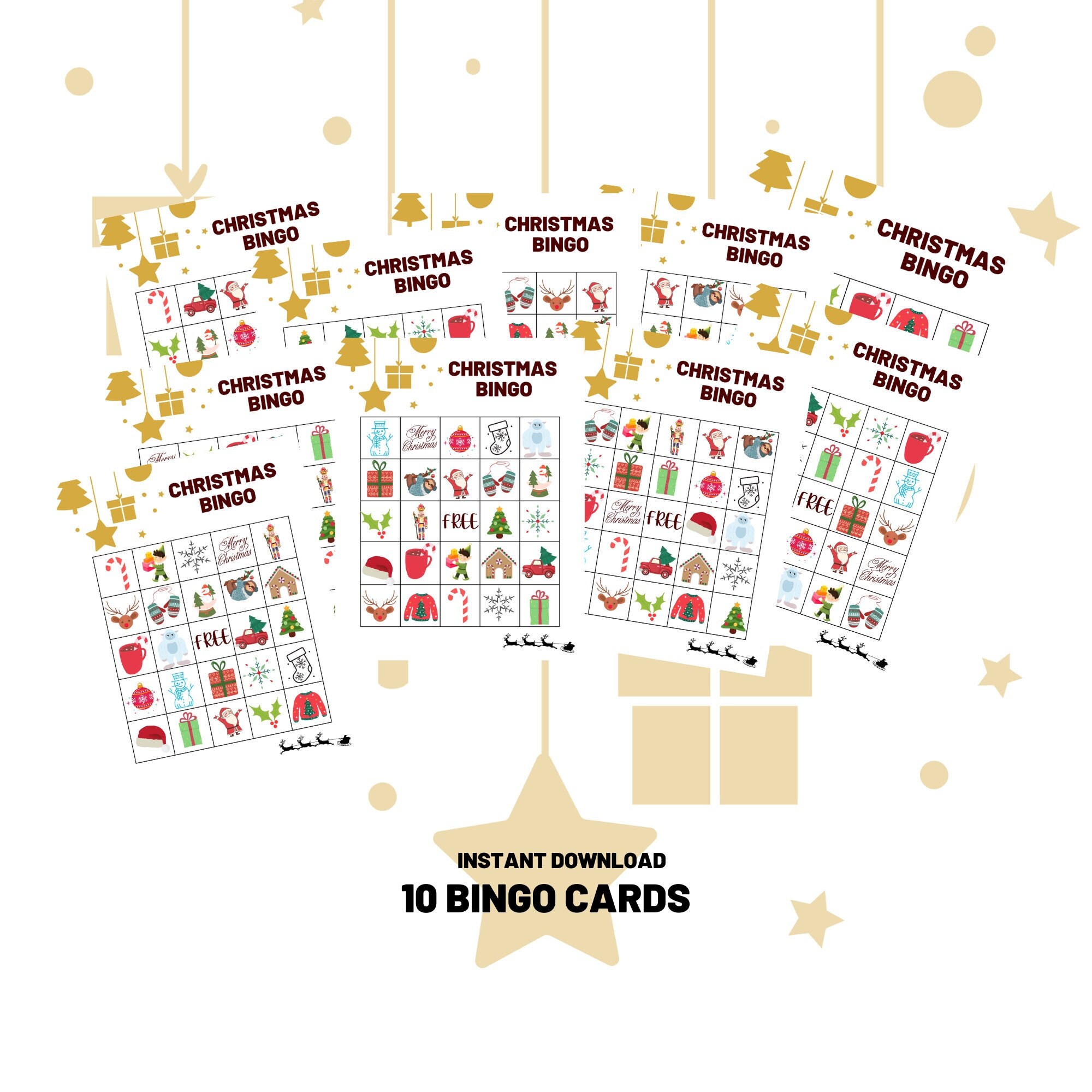 Printable Christmas Bingo, Printable Game for Kids, Family Game Night ...