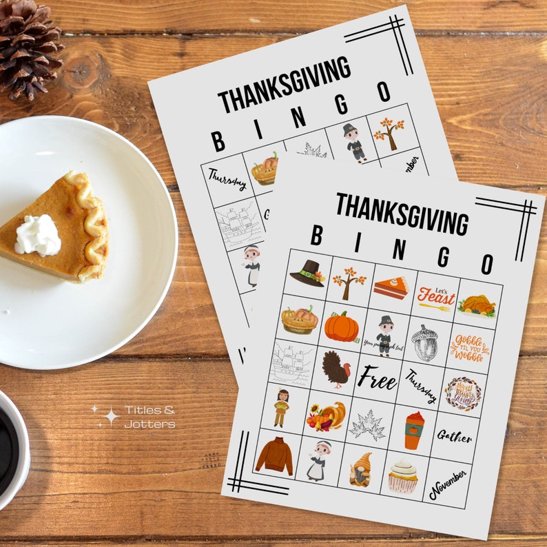 Printable Bingo for Thanksgiving, Printable Game for Kids, Thanksgiving ...