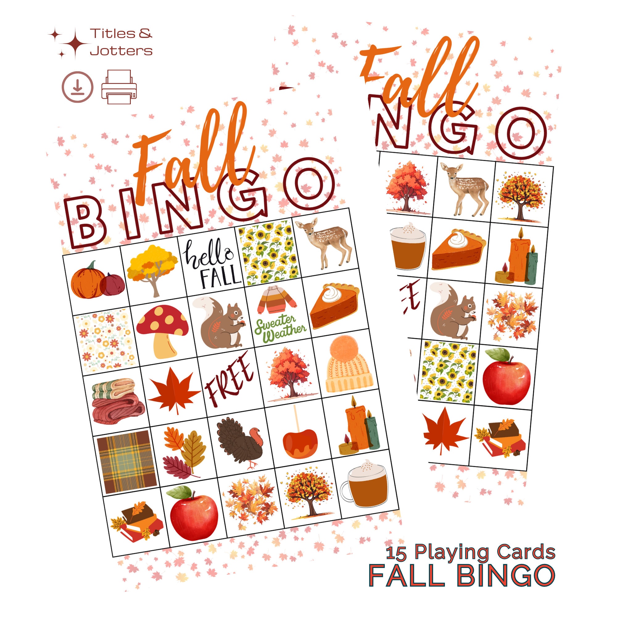 Printable Fall Bingo, Game for Kids, Fall Party Games, Fall Printable ...