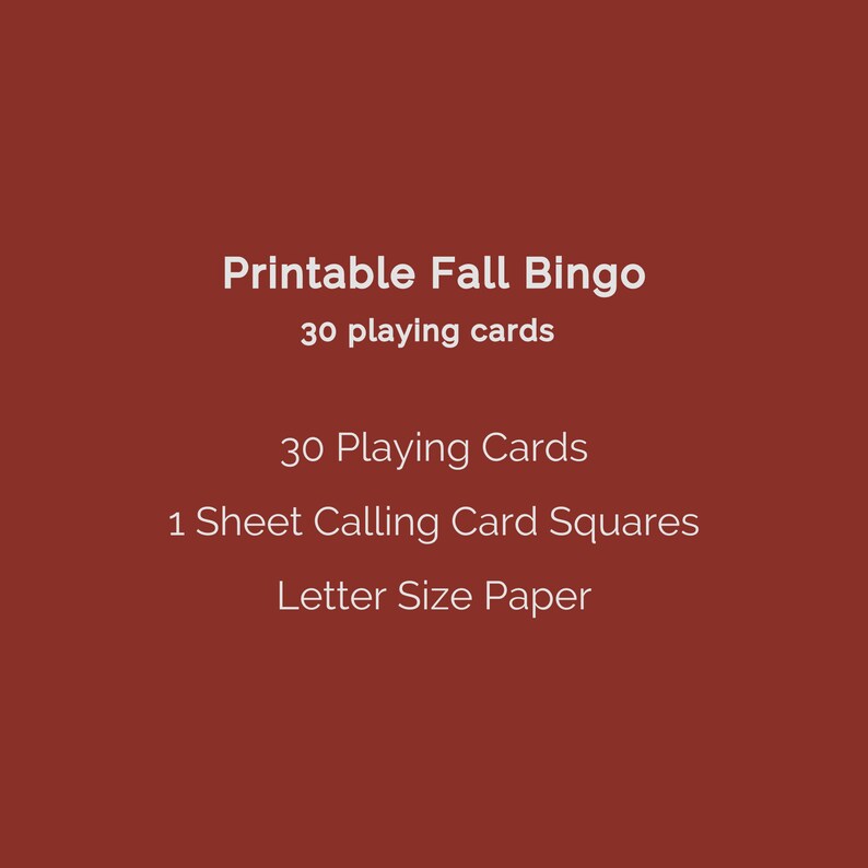 Printable Bingo for Fall Printable Game for Kids Fall Party - Etsy