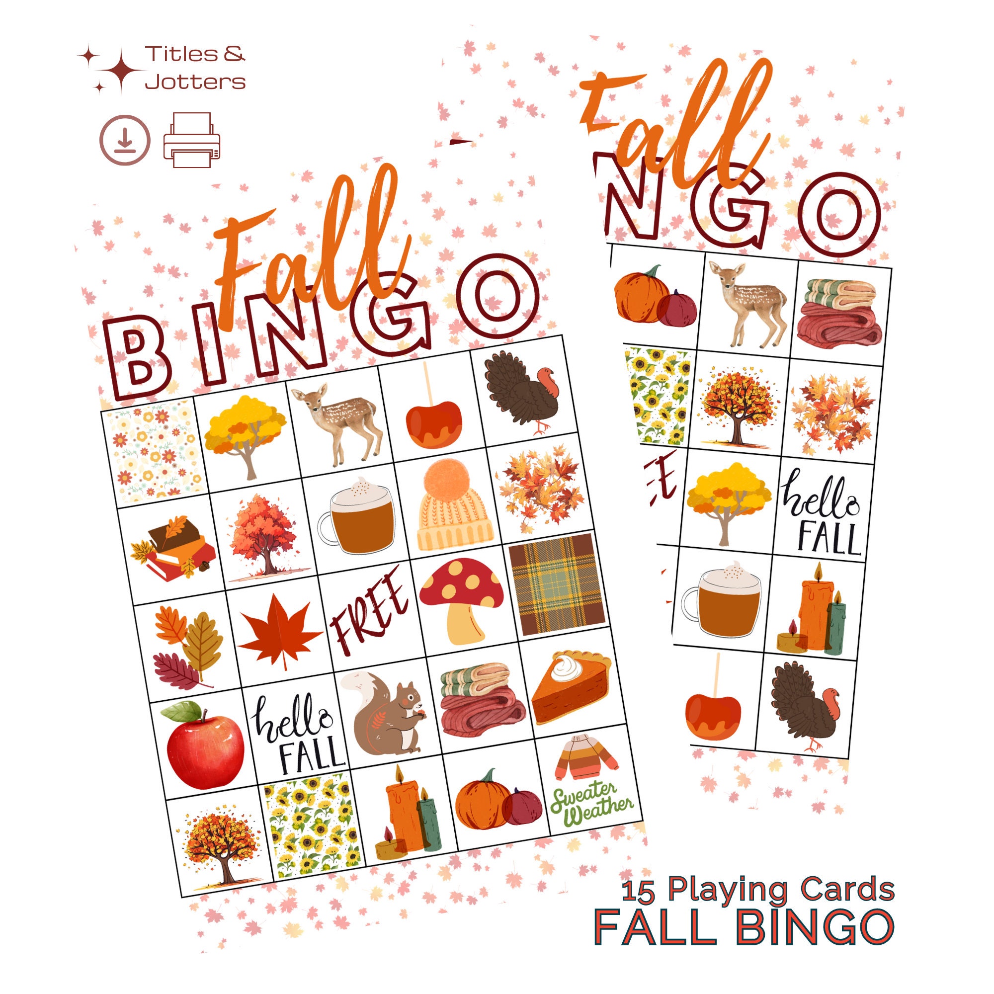 Printable Fall Bingo, Game for Kids, Fall Party Games, Fall Printable ...