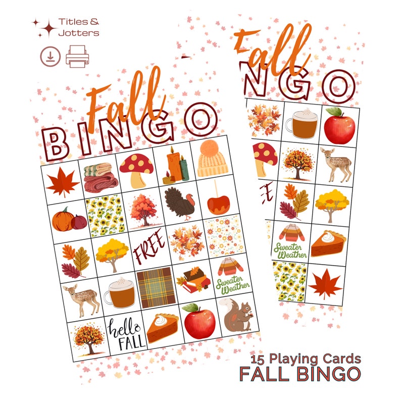 Printable Fall Bingo, Game for Kids, Fall Party Games, Fall Printable ...