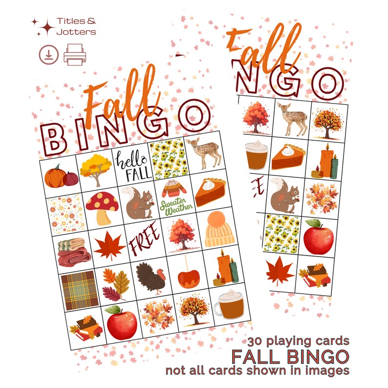 Printable Bingo for Fall, Printable Game for Kids, Fall Party Games ...