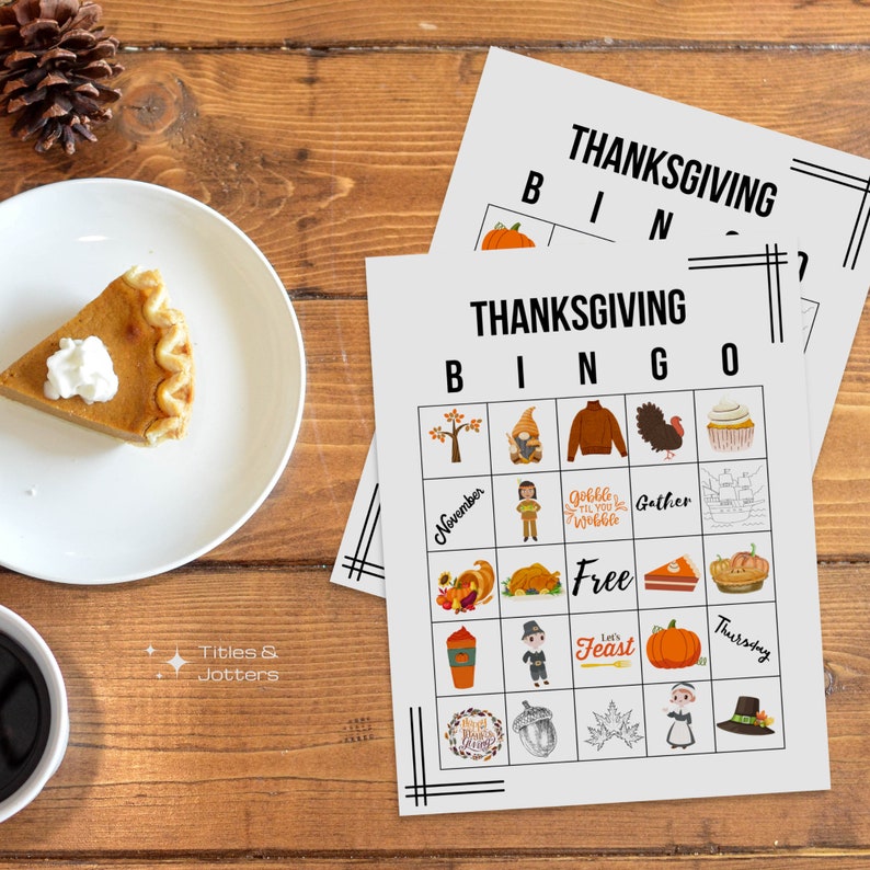 Printable Bingo for Thanksgiving, Printable Game for Kids, Thanksgiving ...