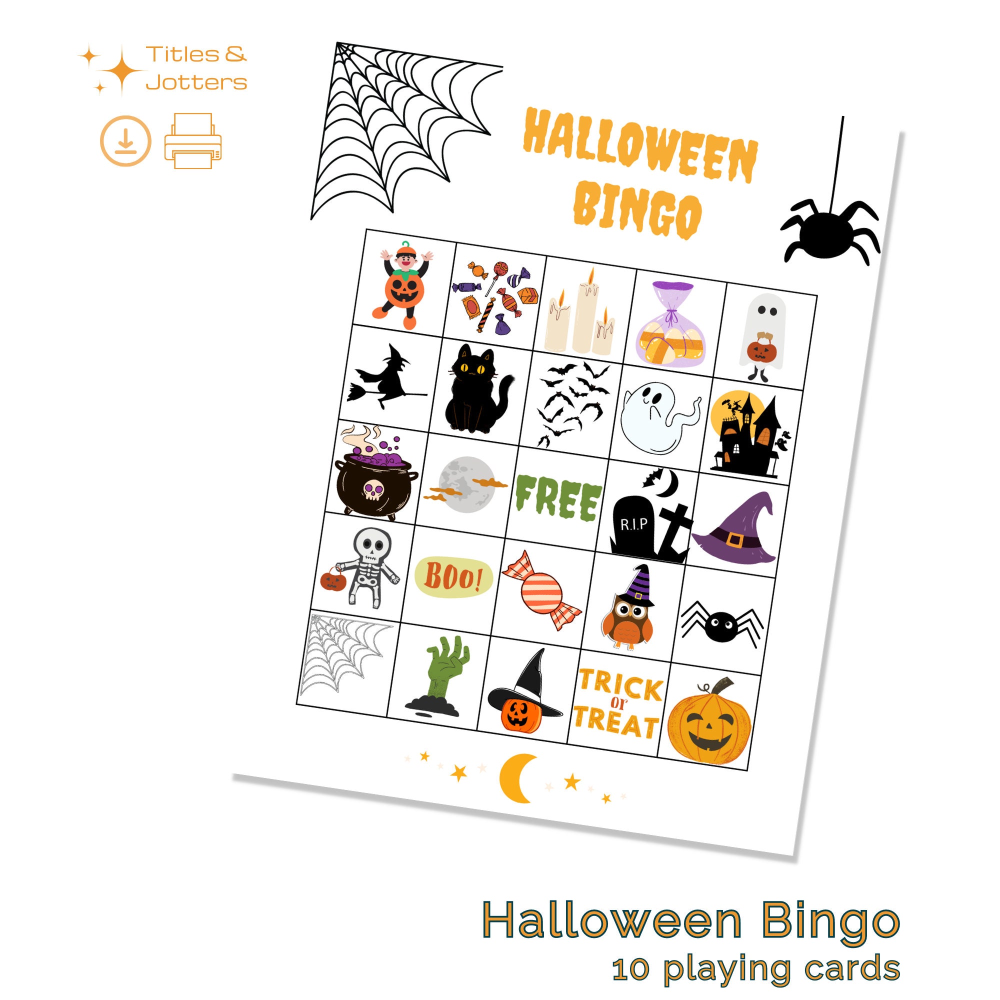 Printable Bingo, Halloween Bingo Game for Kids, Class Party Game ...