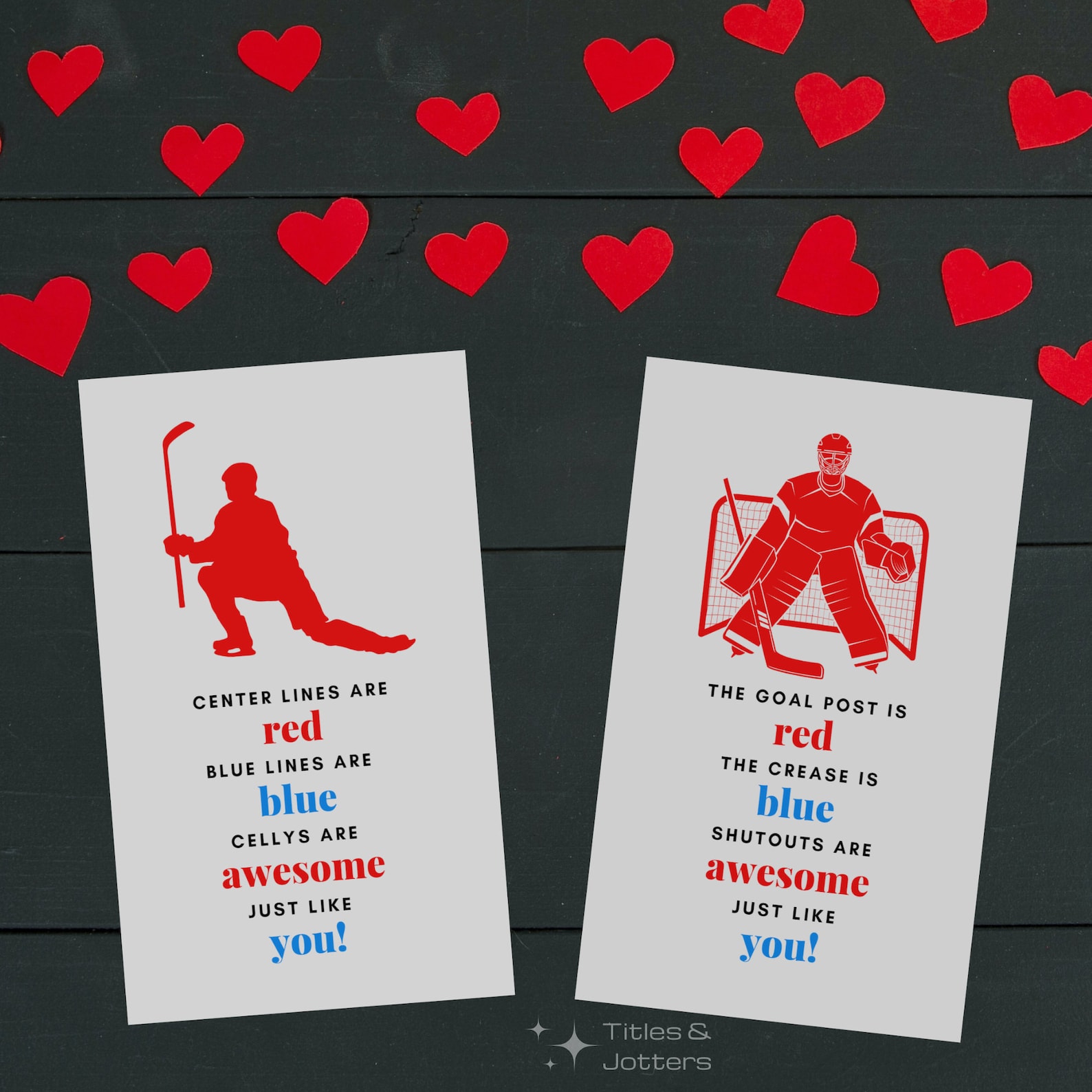 Hockey Valentine Cards 3x5 Instant Download - Etsy
