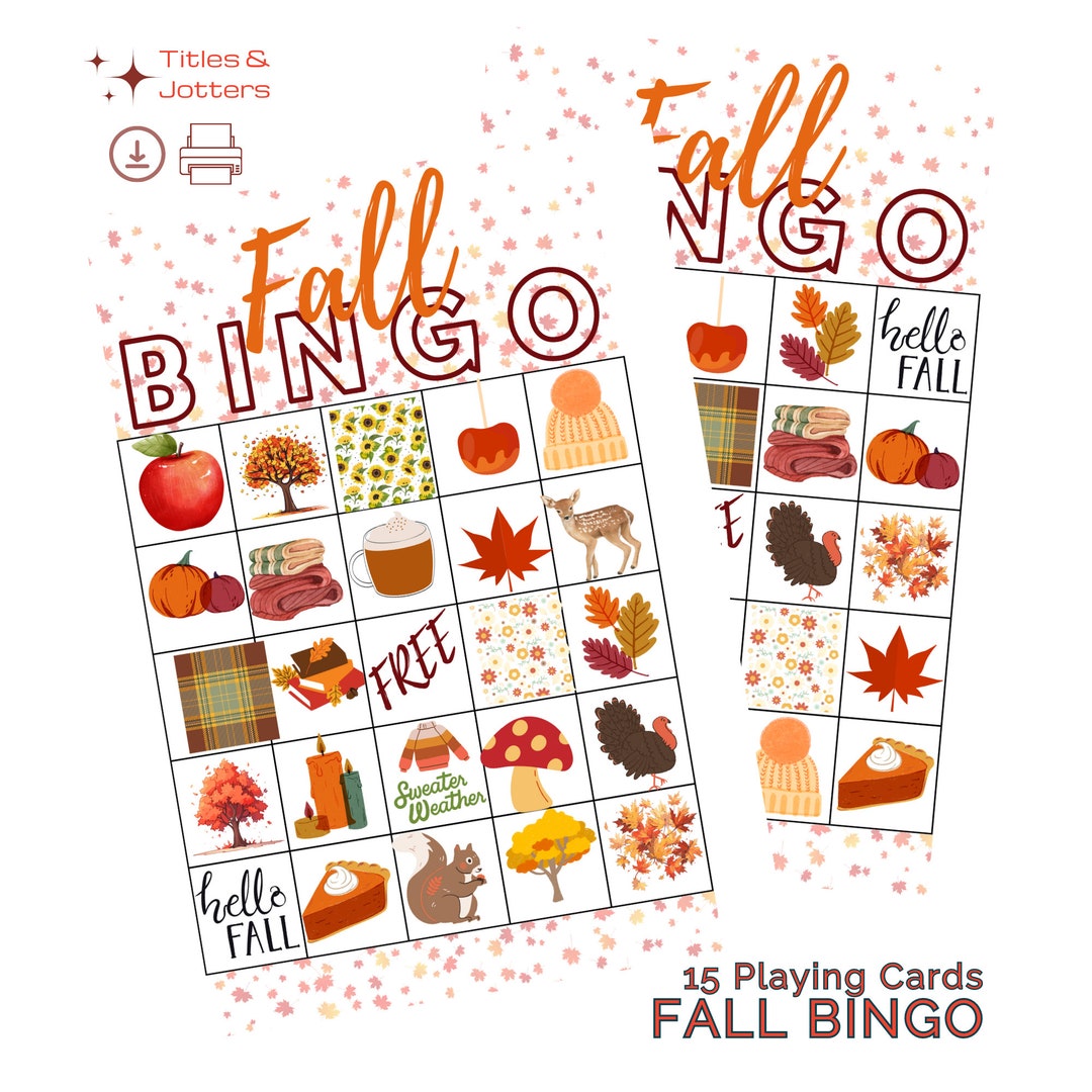 Printable Fall Bingo, Game for Kids, Fall Party Games, Fall Printable ...