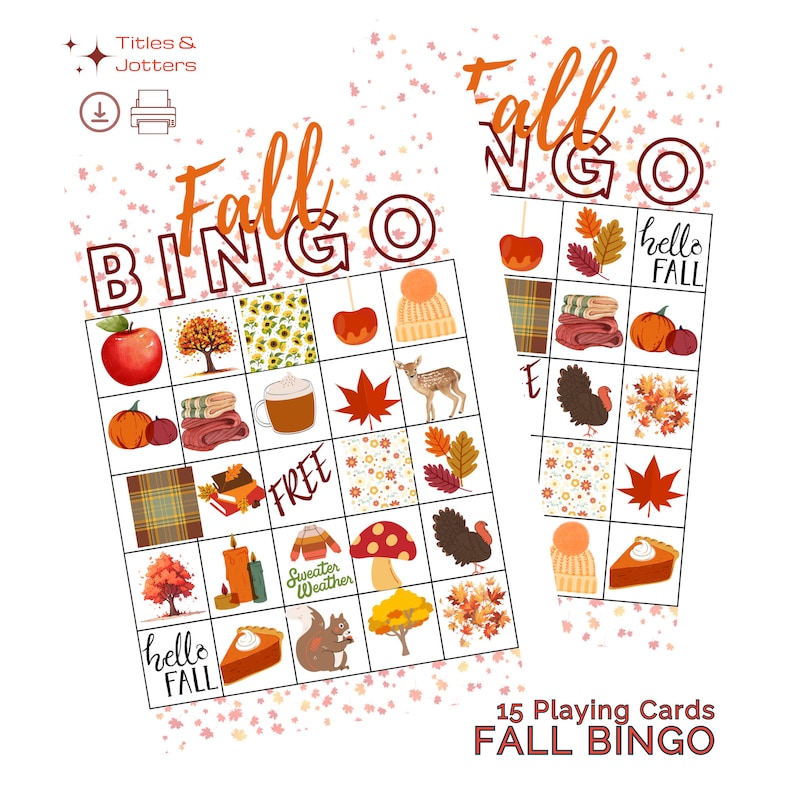 Printable Fall Bingo, Game for Kids, Fall Party Games, Fall Printable ...