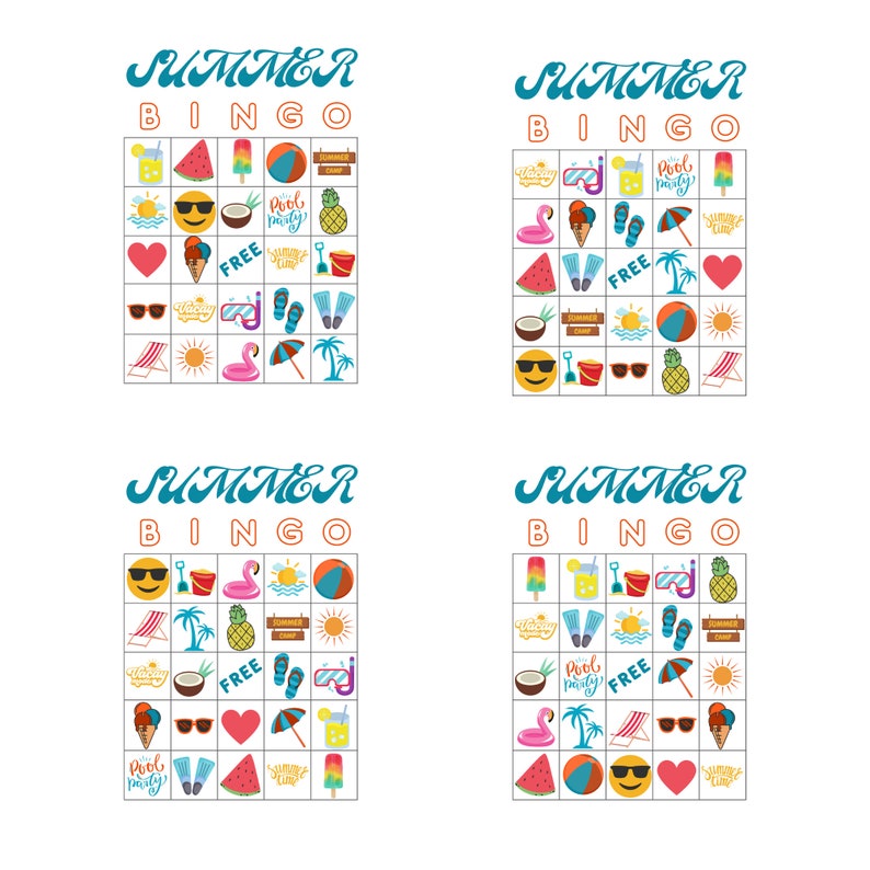 Juego Imprimible de Bingo de Verano para Niños, Noche de Juegos ...