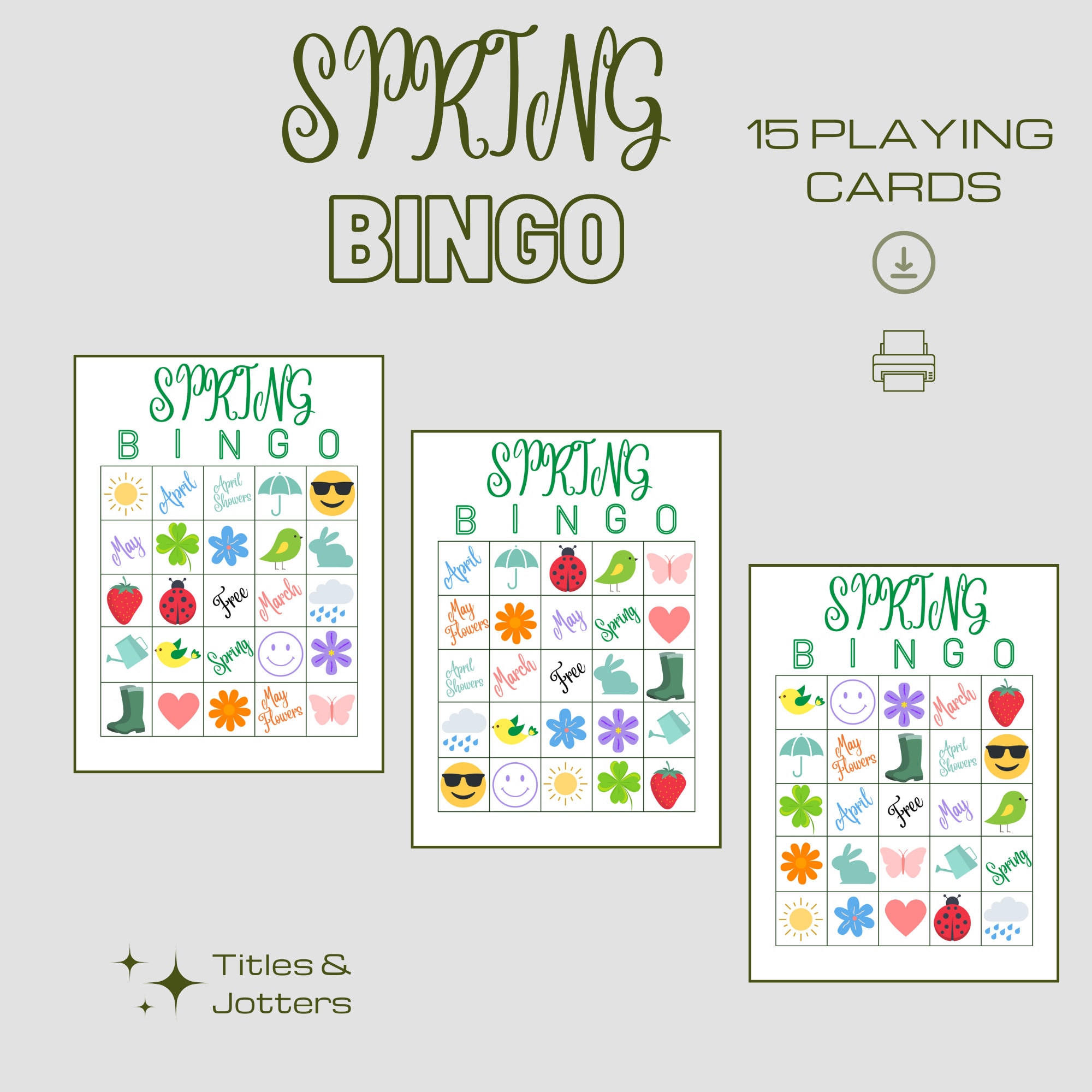 Printable Spring Bingo Cards, Printable Game for Kids, Family Game ...