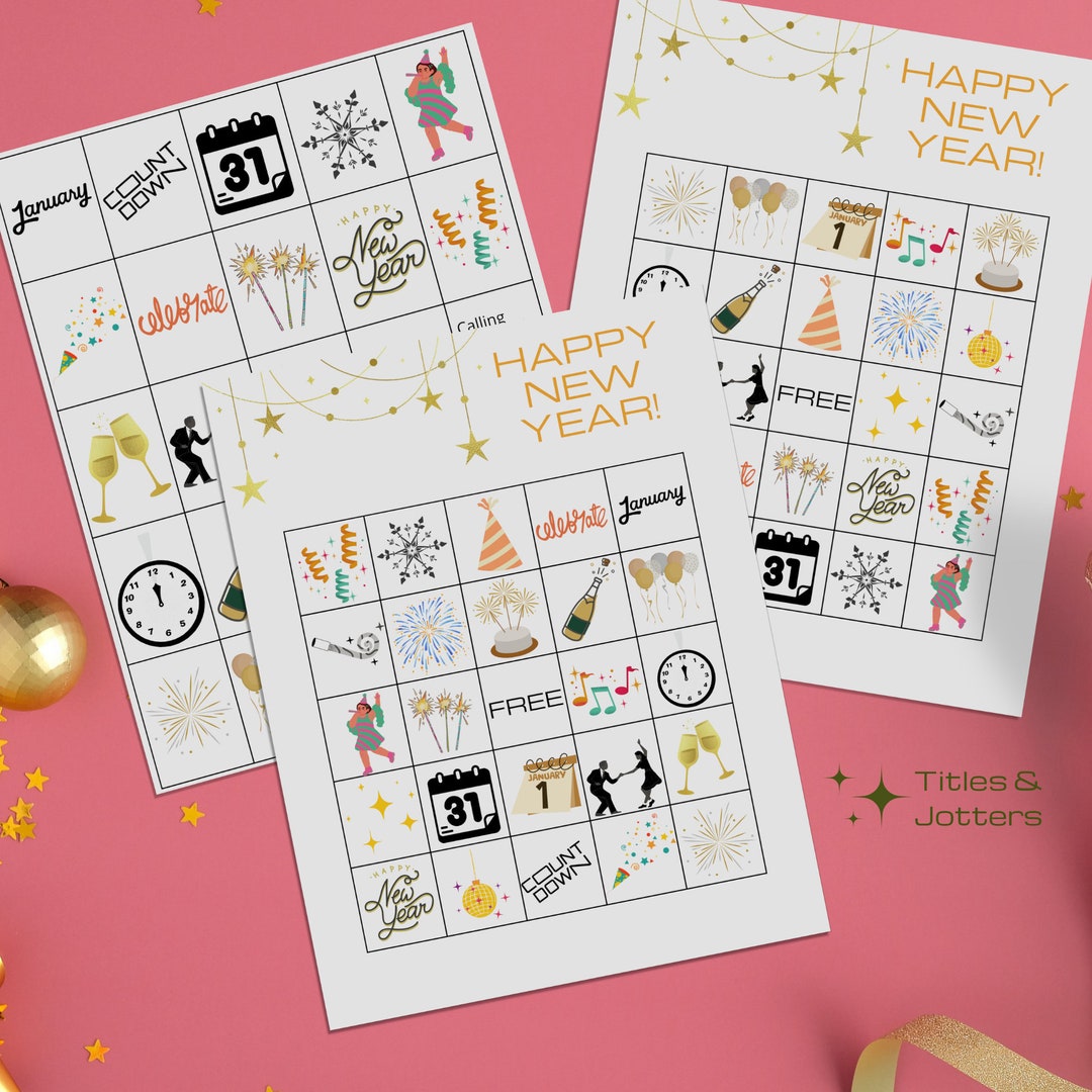 Printable New Year Bingo Party Game Boards | 10 Players | Instant ...