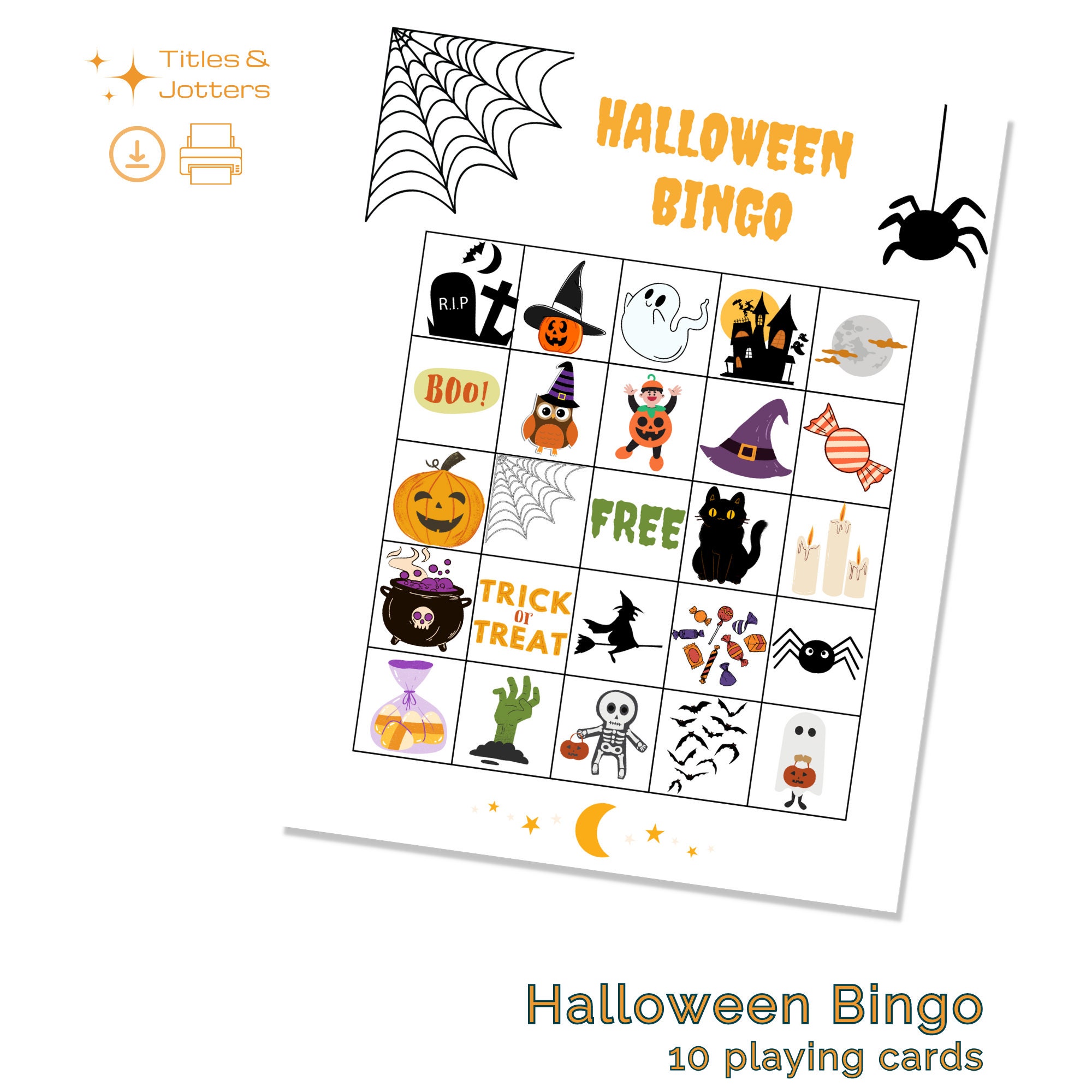 Printable Bingo, Halloween Bingo Game for Kids, Class Party Game ...