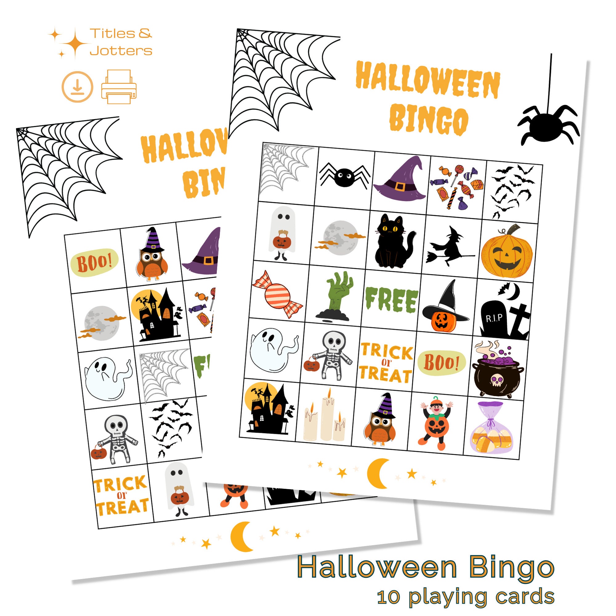 Printable Bingo, Halloween Bingo Game for Kids, Class Party Game ...