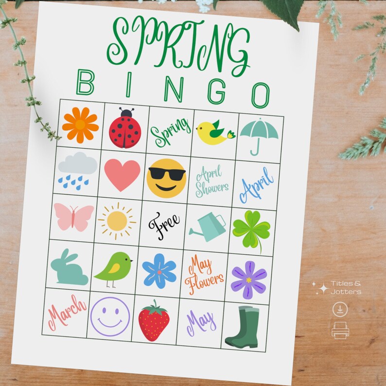 Printable Spring Bingo Cards, Printable Game for Kids, Family Game ...