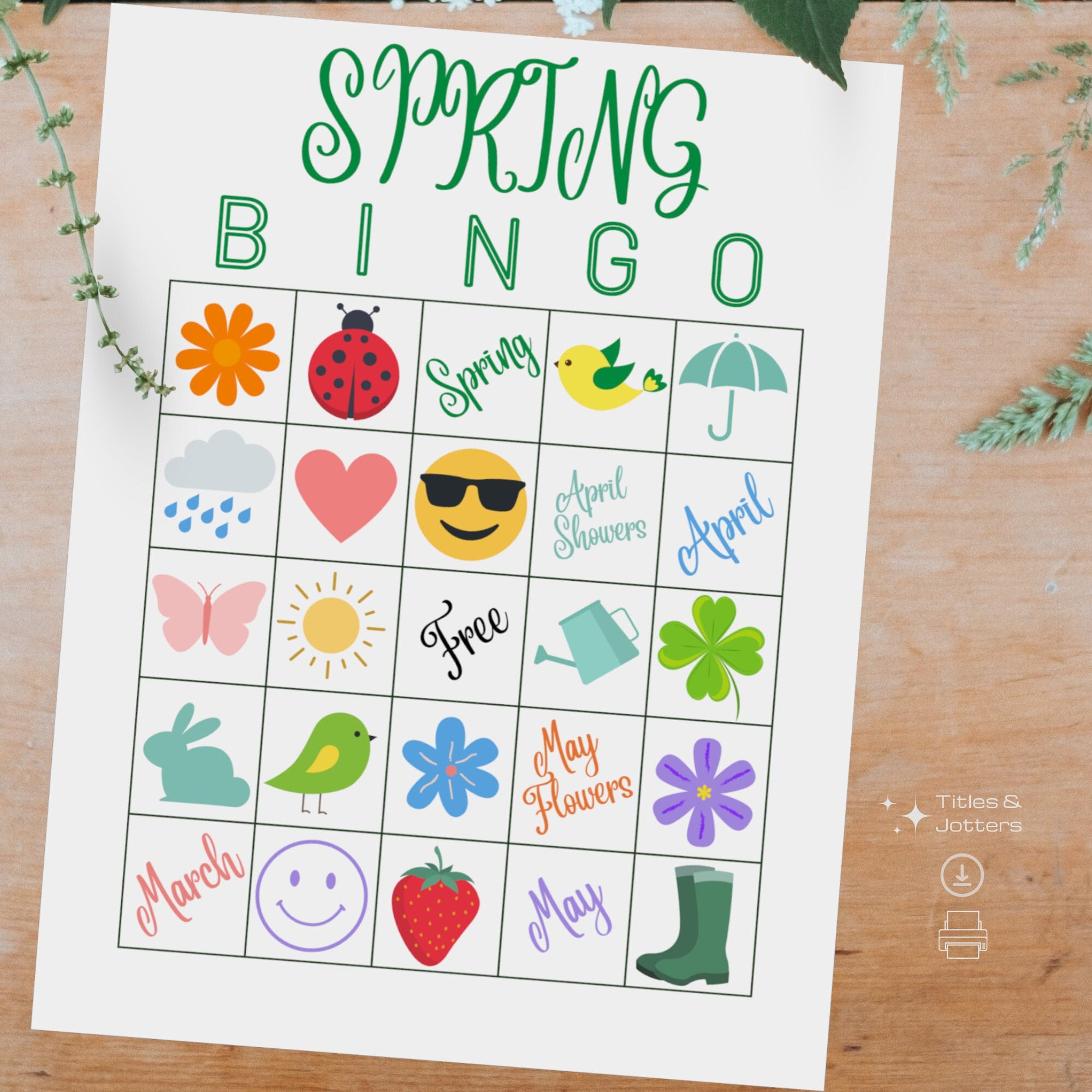 Printable Spring Bingo Cards, Printable Game for Kids, Family Game ...