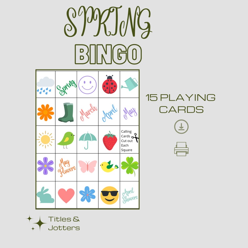 Printable Spring Bingo Cards, Printable Game for Kids, Family Game ...