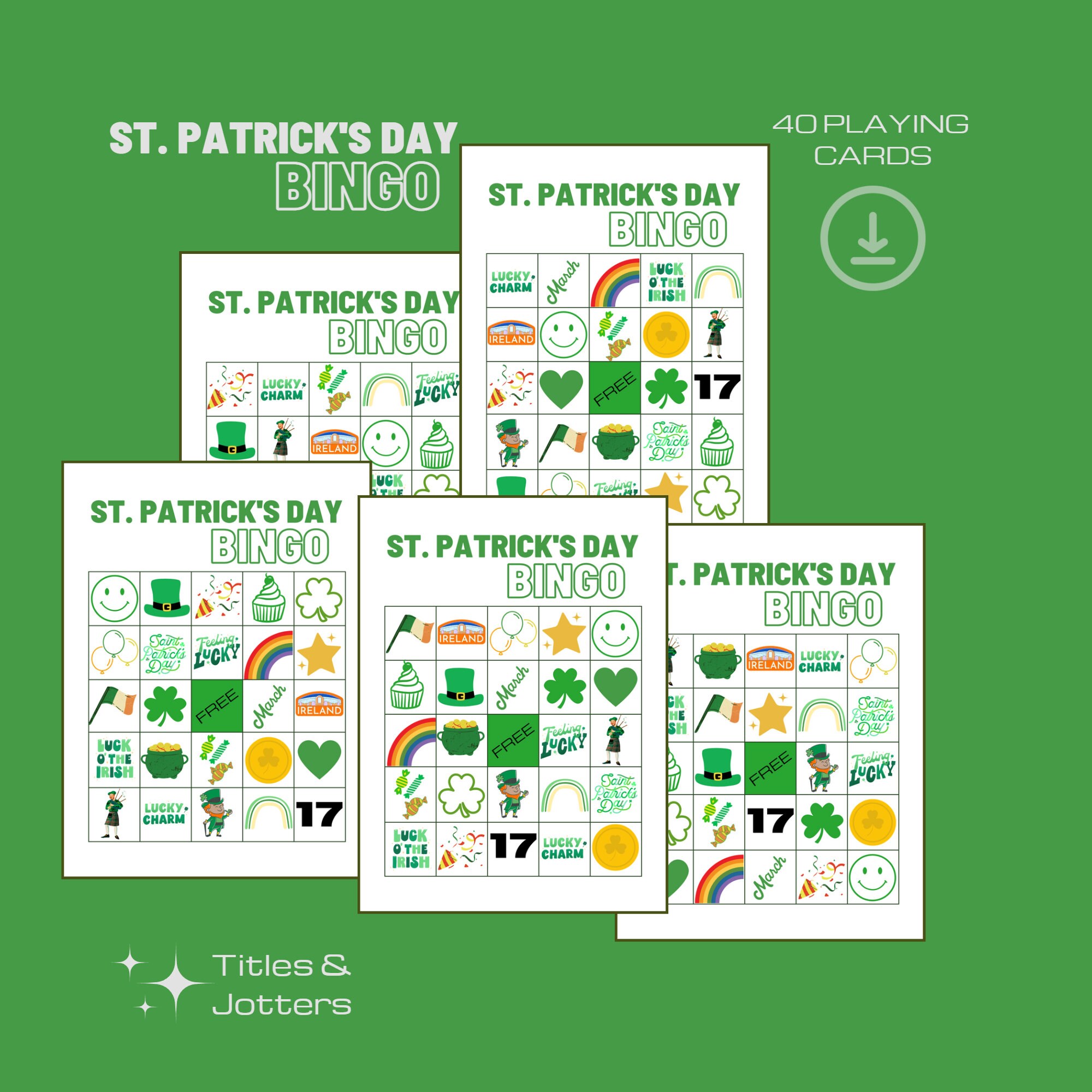 St. Patrick's Printable Bingo, Printable Game for Kids, Classroom ...