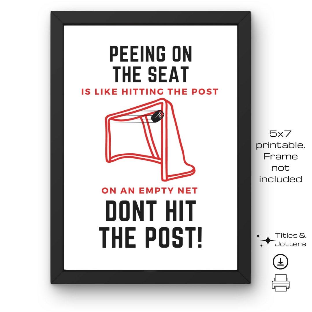 Hockey Bathroom Sign: Peeing on Seat - Funny Sports Print (digital ...
