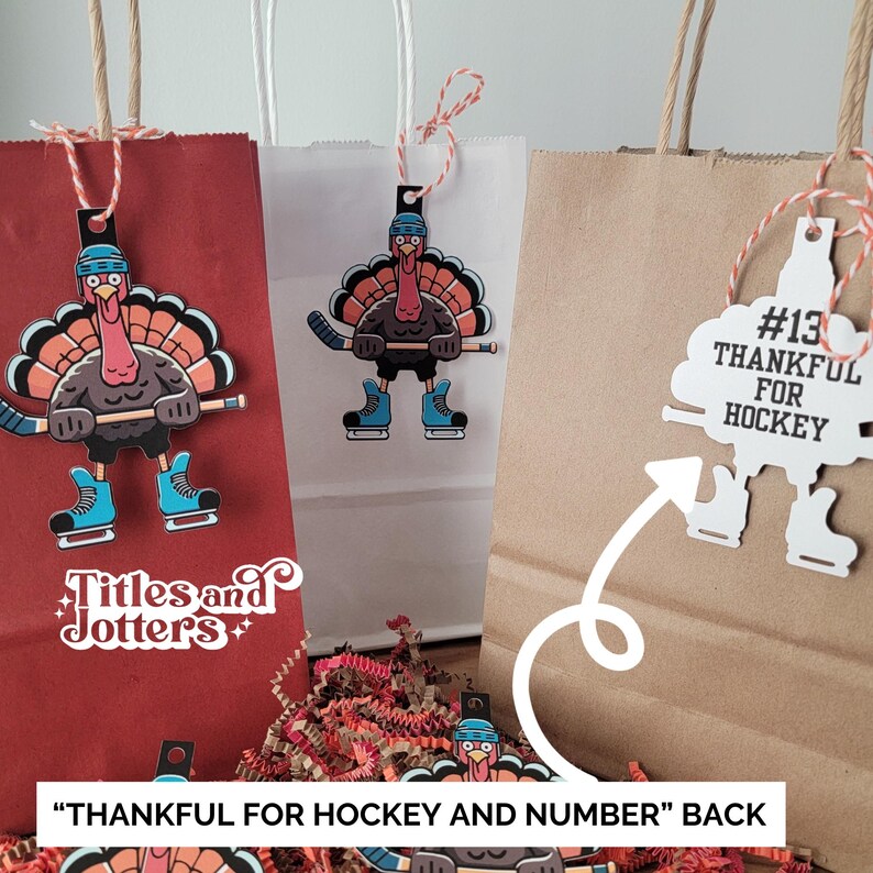 Hockey Thanksgiving Treat Bag Tags: Tournament Swag - Etsy