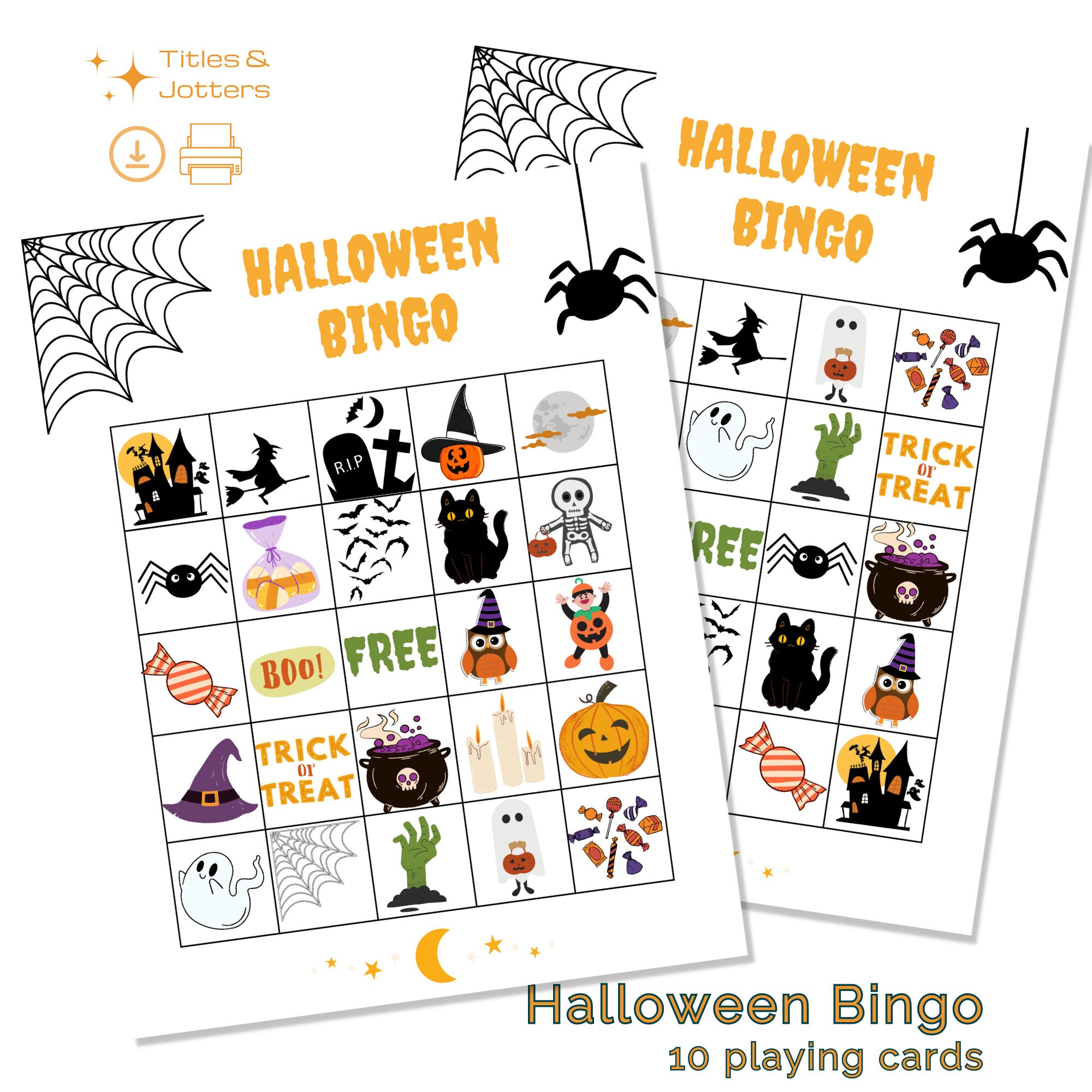Printable Bingo, Halloween Bingo Game for Kids, Class Party Game ...